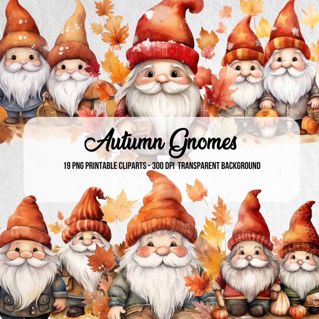Autumn Gnomes Cliparts,watercolor Clipart,fall Clipart,autumn Element ...