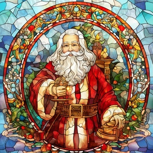 Printable Stained Glass Christmas Digital Paper,christmas Ephemera ...