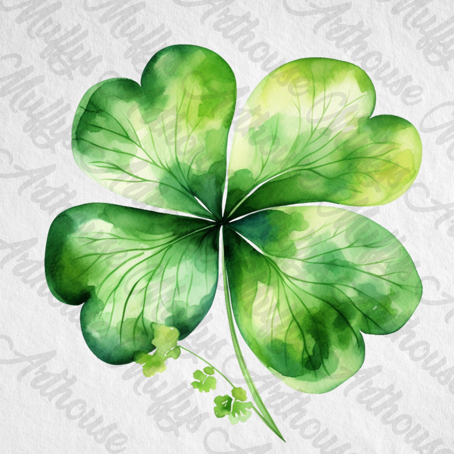 Watercolor Shamrock Clipart: St. Patrick's Day PNG Graphics (digital ...