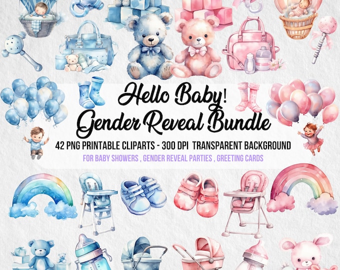 Gender Reveal, Gender Reveal Clipart, Png, Baby Shower Clipart, PNG ...