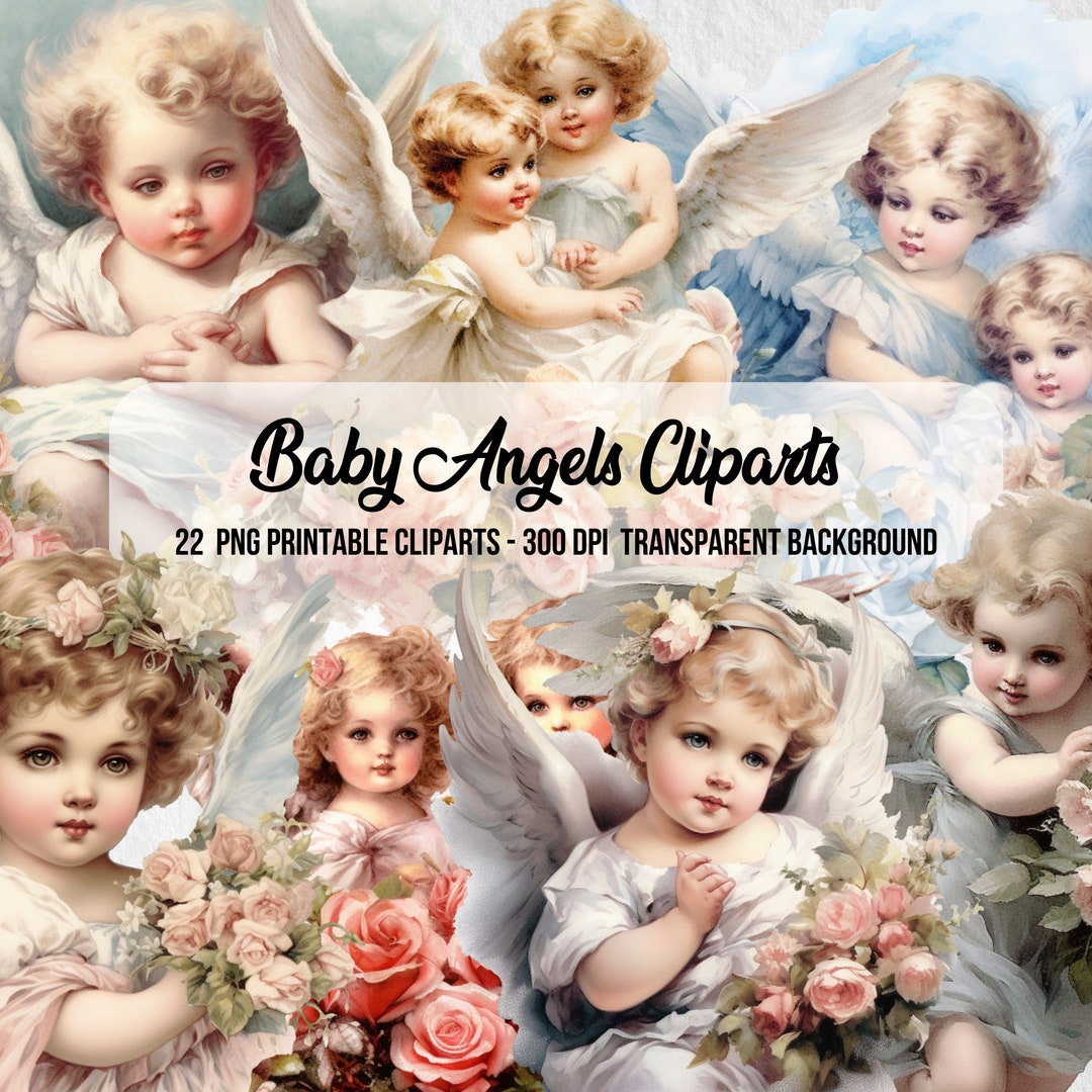 Baby Angels Cliparts, Anjos Florais, Artesanato em Papel, Uso Comercial ...