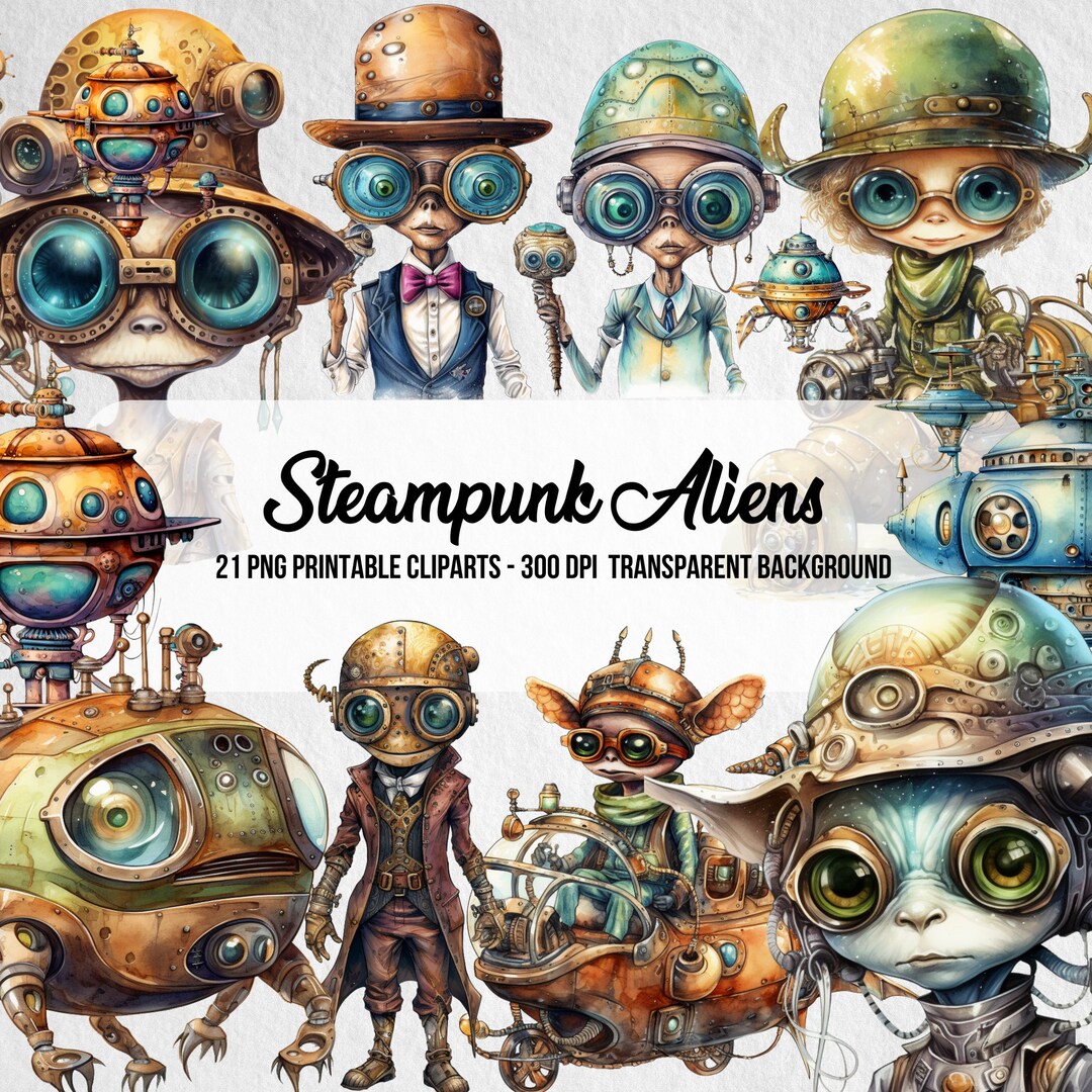 Steampunk Aliens Cliparts,png Steampunk Books,commercial Use,steampunk ...