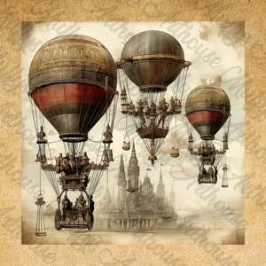 15 Steampunk Themed Old Digital Printable Paper,steampunk Ephemera Art ...