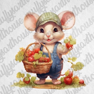 PNG Cute Farmer Mice Cliparts,watercolor Effect Animals,farmer PNG ...