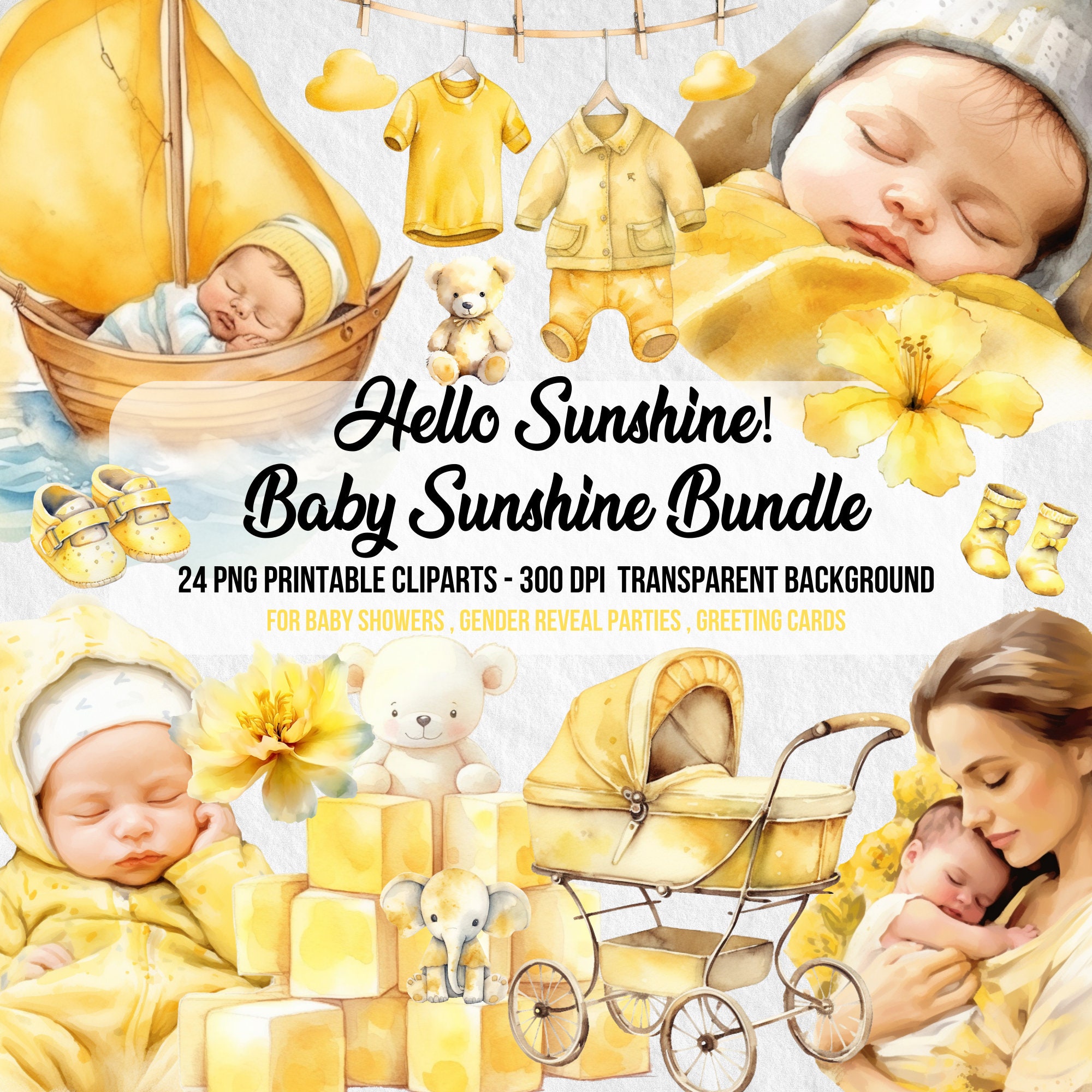 Baby Sunshine Bundlewatercolor Clipartbaby Showernewborn - Etsy