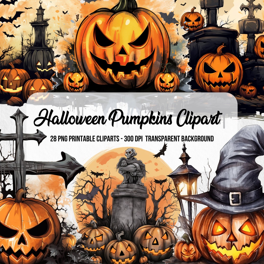 Halloween Pumpkin Cliparts,png Halloween,digital Prints,spooky Season ...