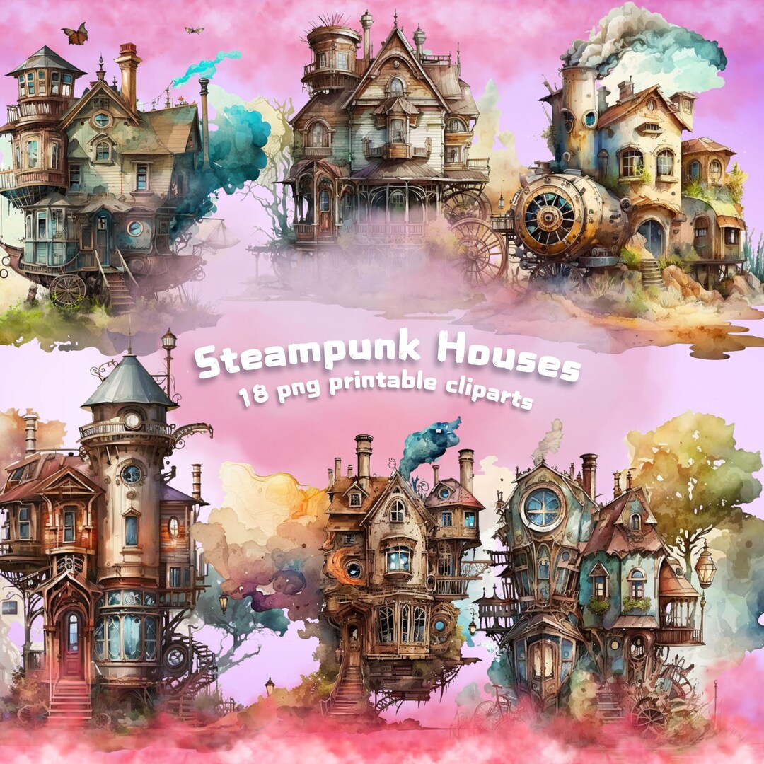 Steampunk House Cliparts,downloadable Steampunk Papercraft,steampunk ...