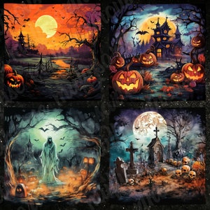 Printable Spooky Halloween Digital Papers,halloween Ephemera,instant ...