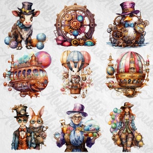 35 Steampunk Easter Clipart Bundle,easter Bunny Png,steampunk Style ...