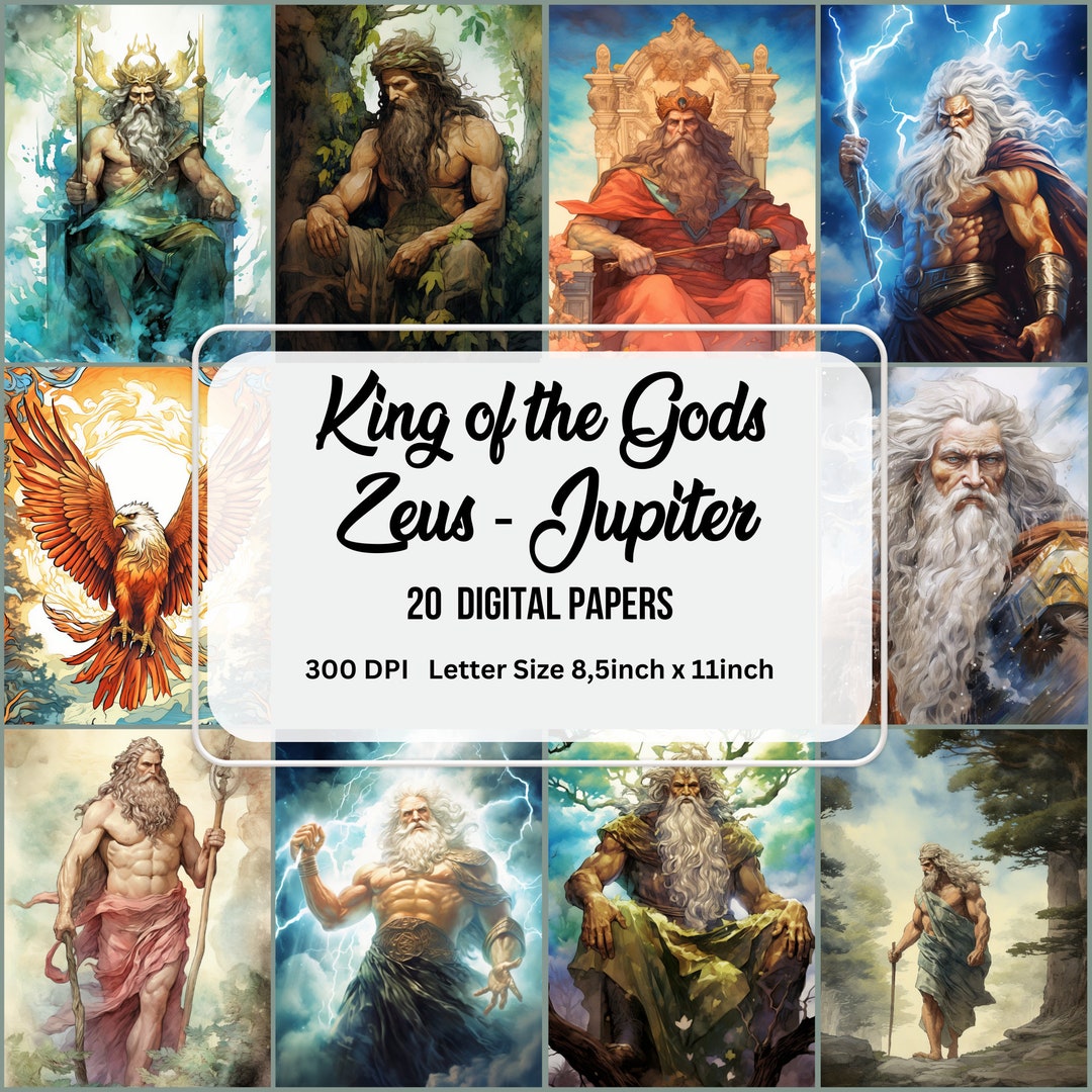Printable Zeus God Digital Paper,father of Gods,mythology Ephemera ...