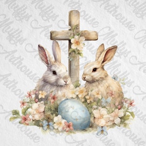 15 Floral Easter Cross Clipart,floral Easter Bunny Png,card Making,junk ...
