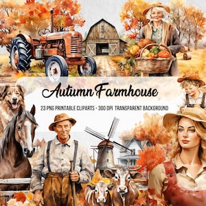Autumn Farmhouse Cliparts,watercolor Clipart,fall Clipart,autumn ...