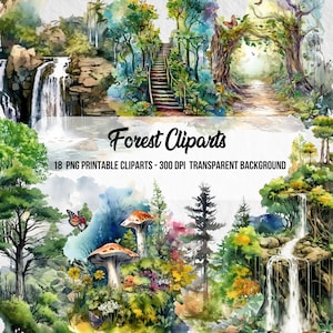 Woodland Clipart Bundle: Forest Landscape Graphics (digital Download ...