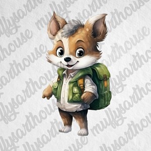 PNG Watercolor School Forest Animals Clipart,back to School Bundle ...