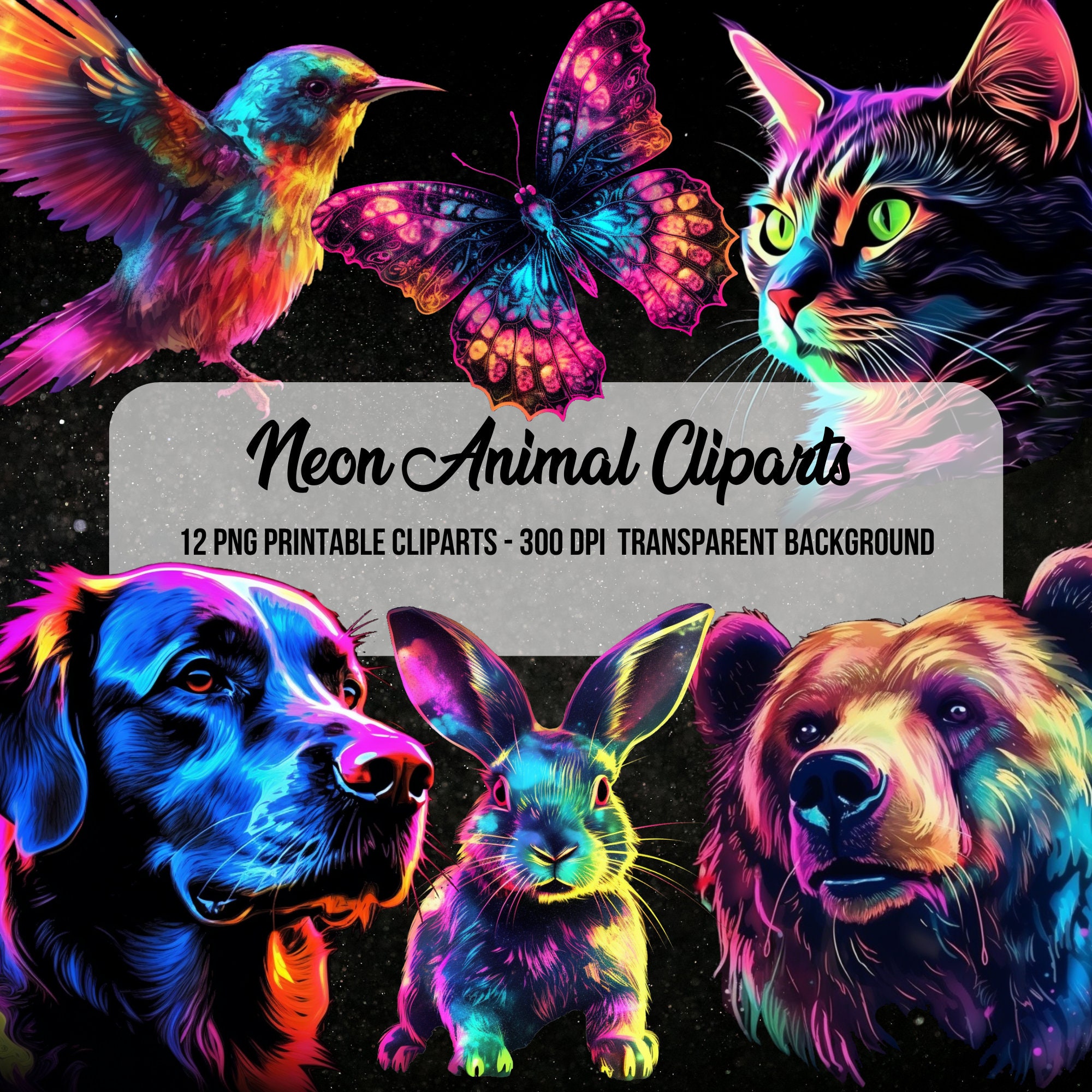 Colorful Neon Animals Backgrounds