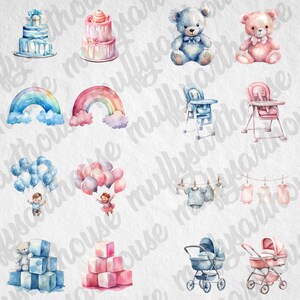 Gender Reveal Bundle,watercolor Clipart,baby Shower,newborn Baby ...