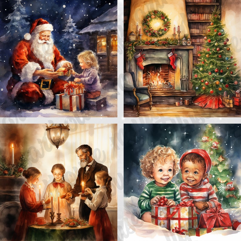 Printable Santa Christmas Scenes, Scrapbook Paper (digital Download) - Etsy