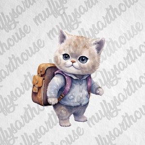 PNG Watercolor School Cats Clipart,back to School Bundle,school Animals ...