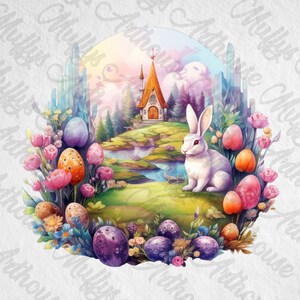 20 Fantasy Easter Land Clipart,watercolor Effect Easter Print,printable ...
