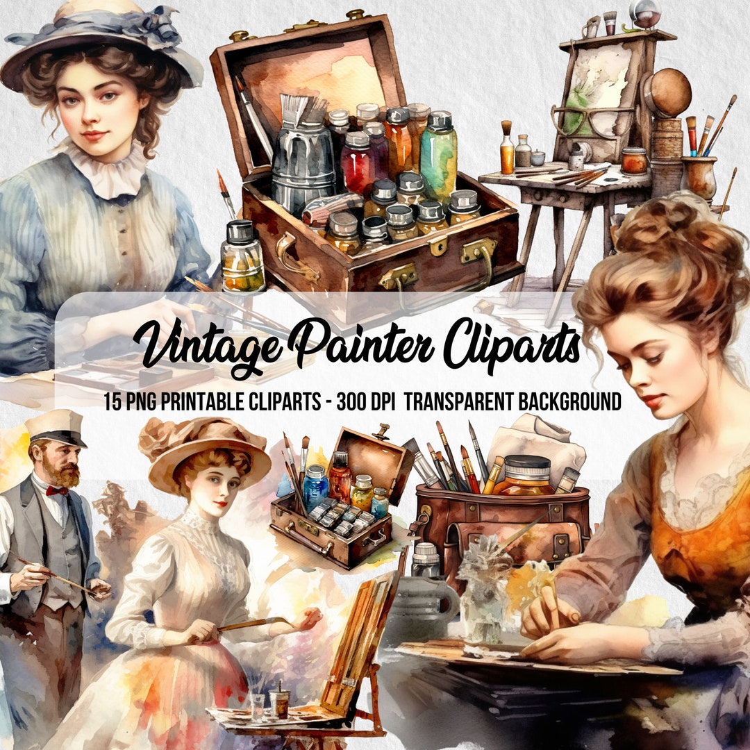 Vintage Painter Clipart,commercial Use,vintage Decors,vintage Png ...