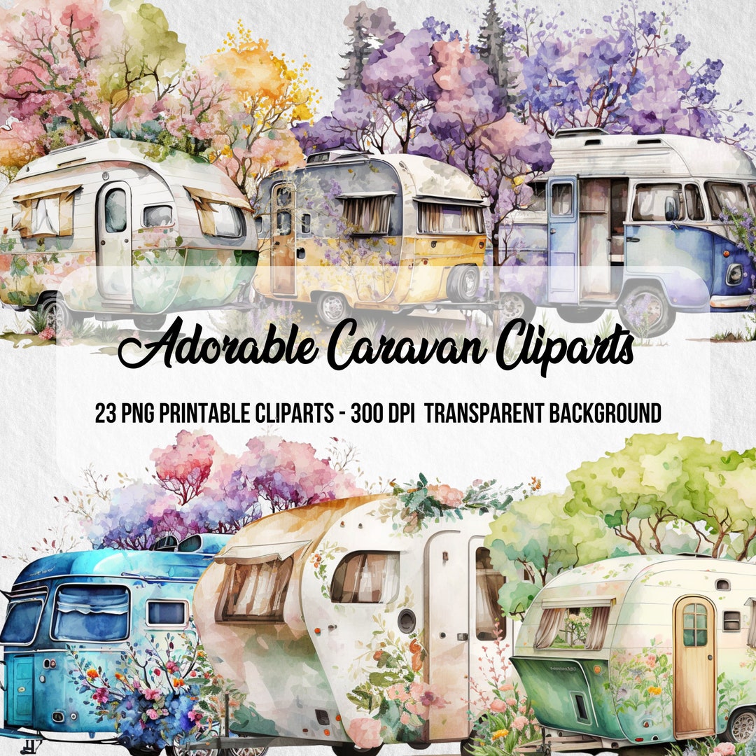 Floral Caravan Clipart, Printable Image,commercial Use,scrapbook, Junk ...