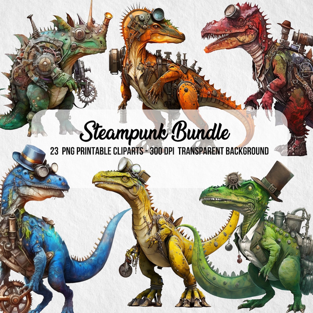 Steampunk Dinosaur Bundle,png Steampunk Clipart,junk Journal,scrapbook ...
