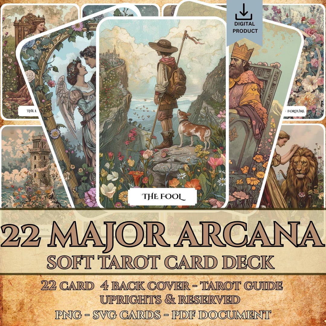 22 Major Arcana Soft Digital Tarot Cards, Digital Stickers Digital ...