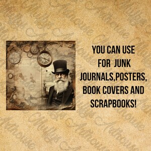 15 Steampunk Themed Old Digital Printable Paper,steampunk Ephemera Art ...