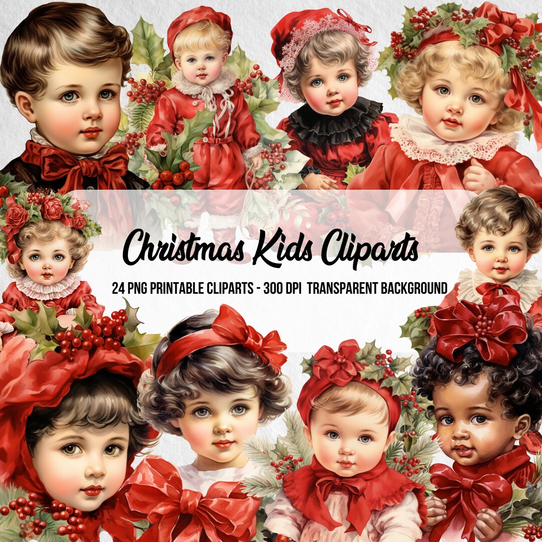 Christmas Kids Cliparts,png Christmas,digital Prints,png Vintage,xmas ...