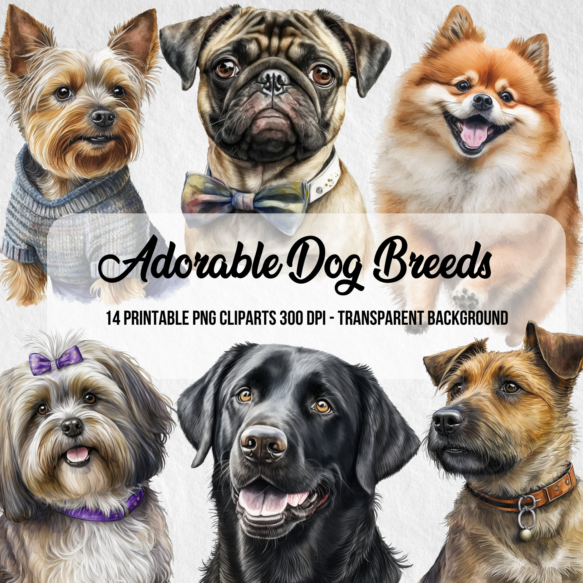 Dog Breeds Clipartdog Printpng Dogwatercolor Dogrealistic - Etsy UK