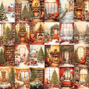 Printable Christmas Scenes Digital Pages,christmas Ephemeras,instant ...