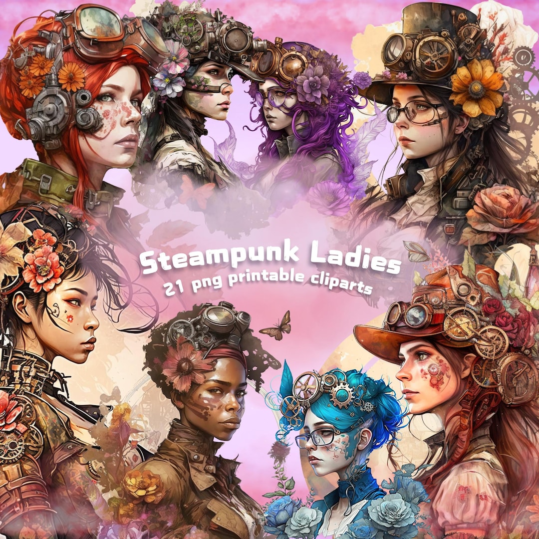 Steampunk Ladies,scrapbooking Steampunk,steampunk Papercraft,floral ...