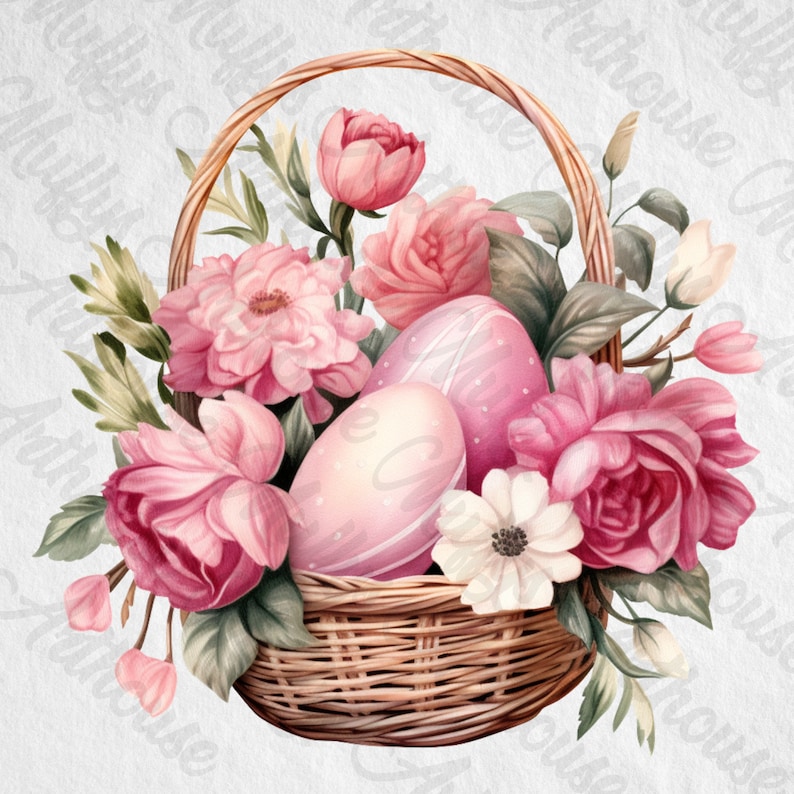 Pink Easter Clipart Bundle: Bunny, Floral PNG (digital Download) - Etsy