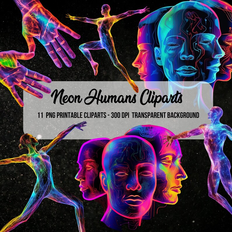 Neon Human Cliparts,fantasy Cliparts,junk Journal,scrapbook,human ...