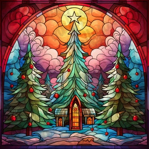 Printable Stained Glass Christmas Digital Paper,christmas Ephemera ...