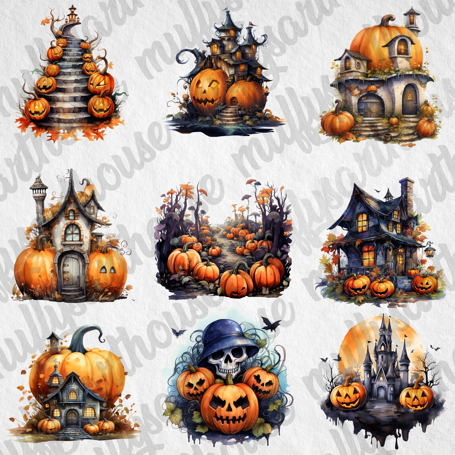 Halloween House Clipart, Spooky Digital Prints (digital Download) - Etsy