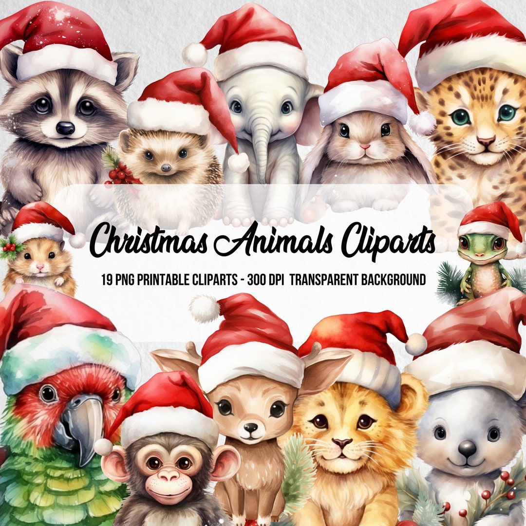 Christmas Animal Cliparts,png Christmas,digital Prints,xmas Art,instant ...