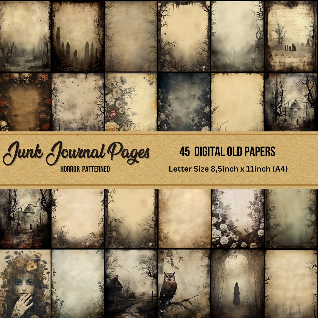 Junk Journal Pages,horror Textures,parchment Papers,printable Old Paper ...