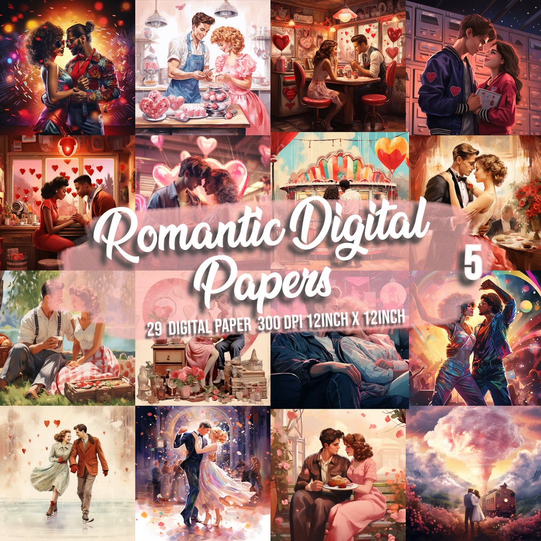 Printable Romantic Valentine's Day Digital Paper,digital Download,craft ...