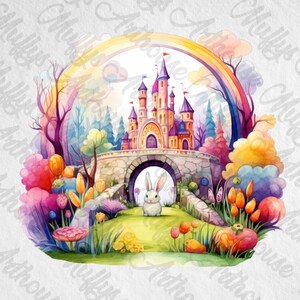20 Fantasy Easter Land Clipart,watercolor Effect Easter Print,printable ...