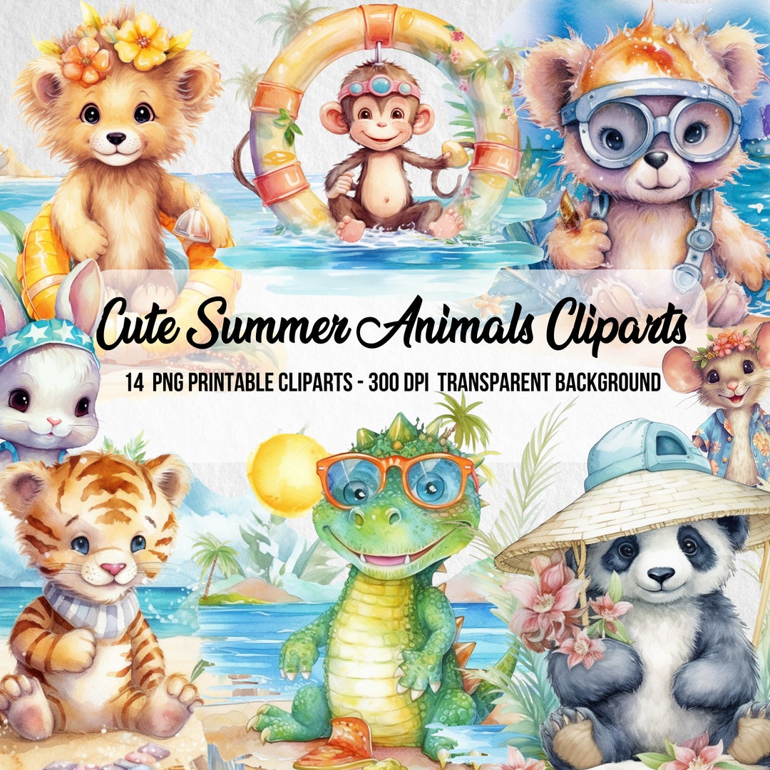 Summer Animals Cliparts,png Fairy,junk Journal,scrapbook,clipart Bundle ...