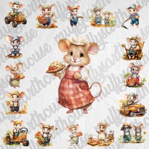 PNG Cute Farmer Mice Cliparts,watercolor Effect Animals,farmer PNG ...