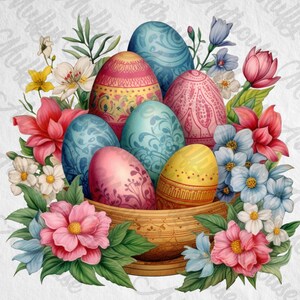 20 Floral Easter Egg Cliparts,patterned Easter Eggs,painted Eggs ...