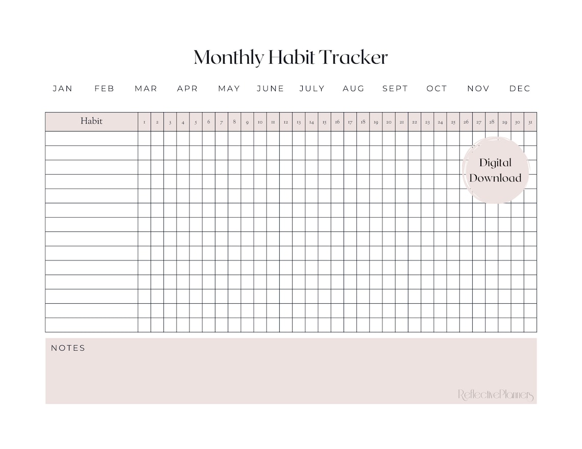 Habit Tracker Mental Health, Printable Habit Spreadsheet, Digital Habit ...