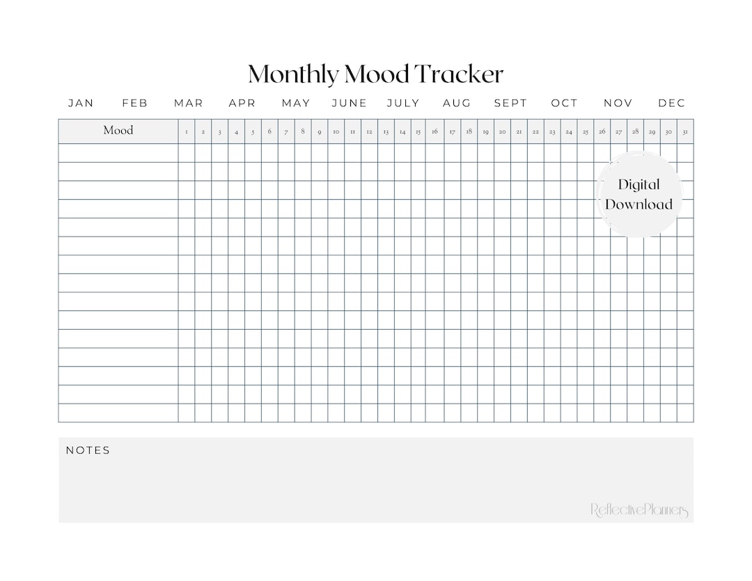 Mood Tracker Mental Health, Printable Mood Spreadsheet, Digital Mood ...