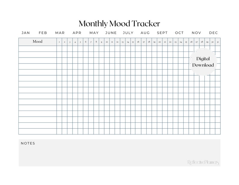 Mood Tracker Mental Health, Printable Mood Spreadsheet, Digital Mood ...