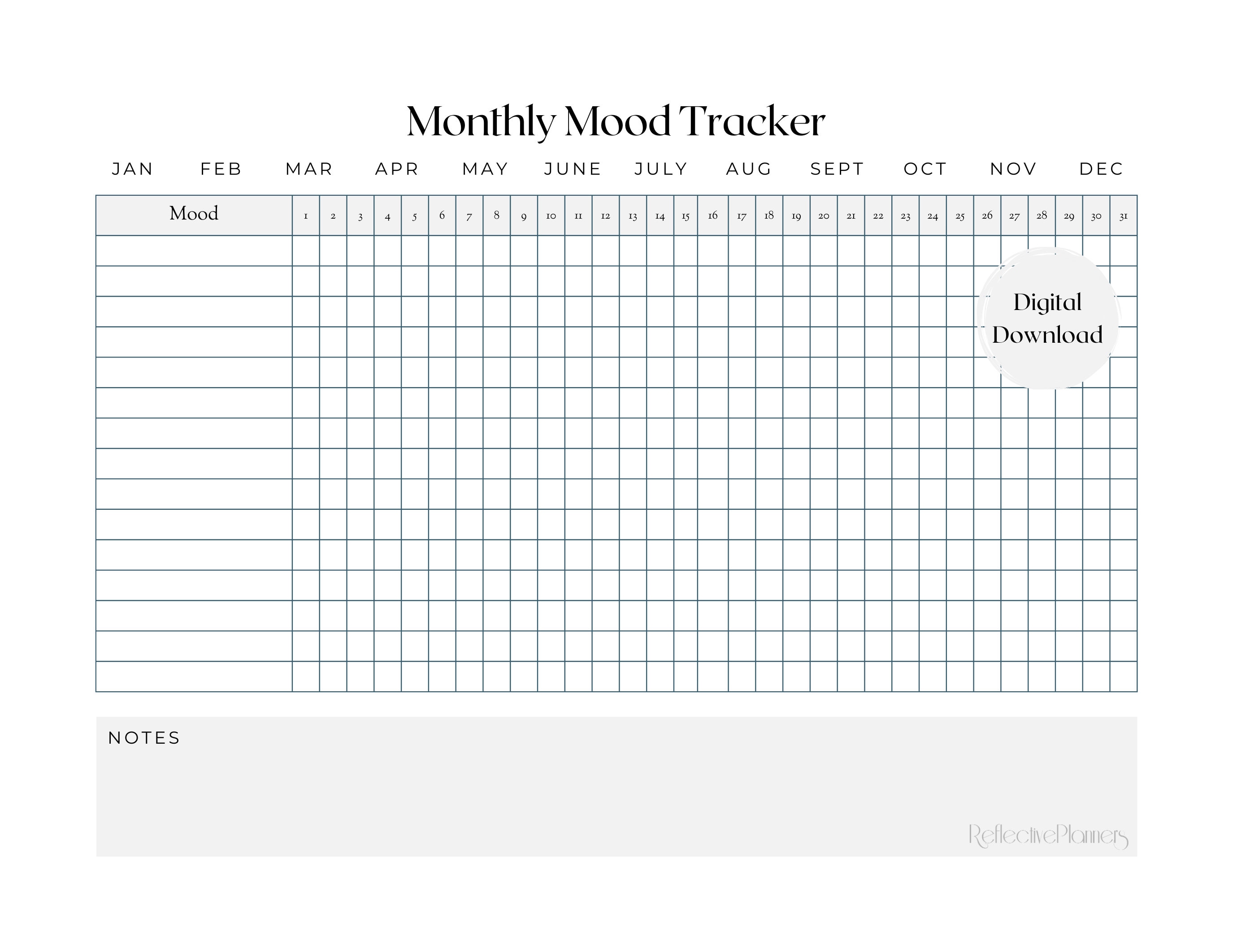 Mood Tracker Mental Health, Printable Mood Spreadsheet, Digital Mood ...