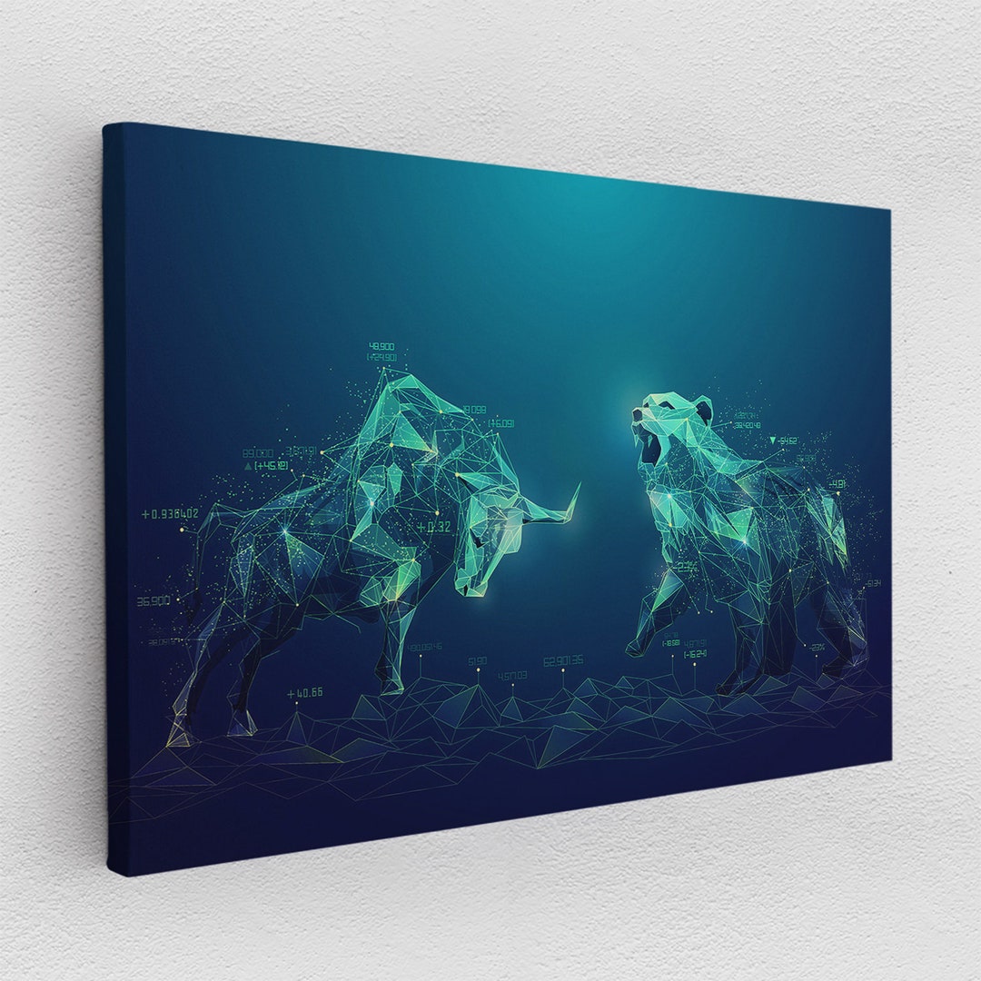 Leinwandbild Acryl Poster Pop-Art Bulle Stier vs Bär Börse Aktien ...