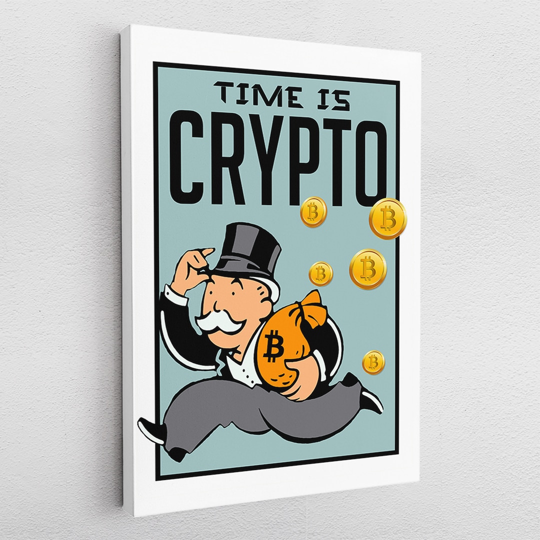 Canvas Picture Acrylic Poster Pop Art Monopoly Bitcoin Time is Crypto ...