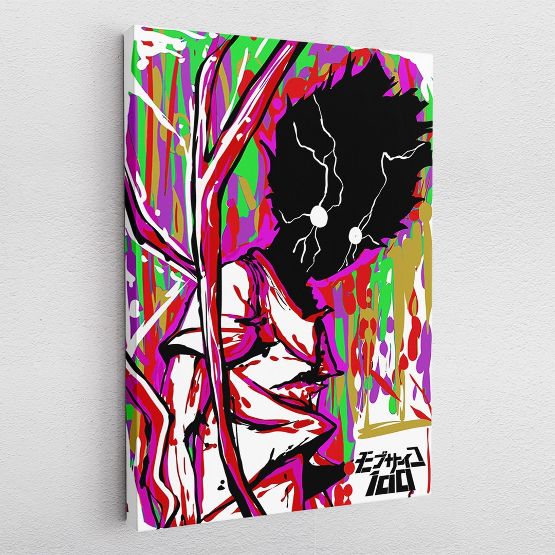 Canvas Picture Poster Acrylic Pop Art Graffiti Mob Psycho 100 Anime ...